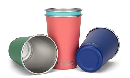 Real Deal Steel Party Pints: 16 oz Pint Cups, Stackable Tumblers, Eco Friendly Premium Metal Drinking Glasses