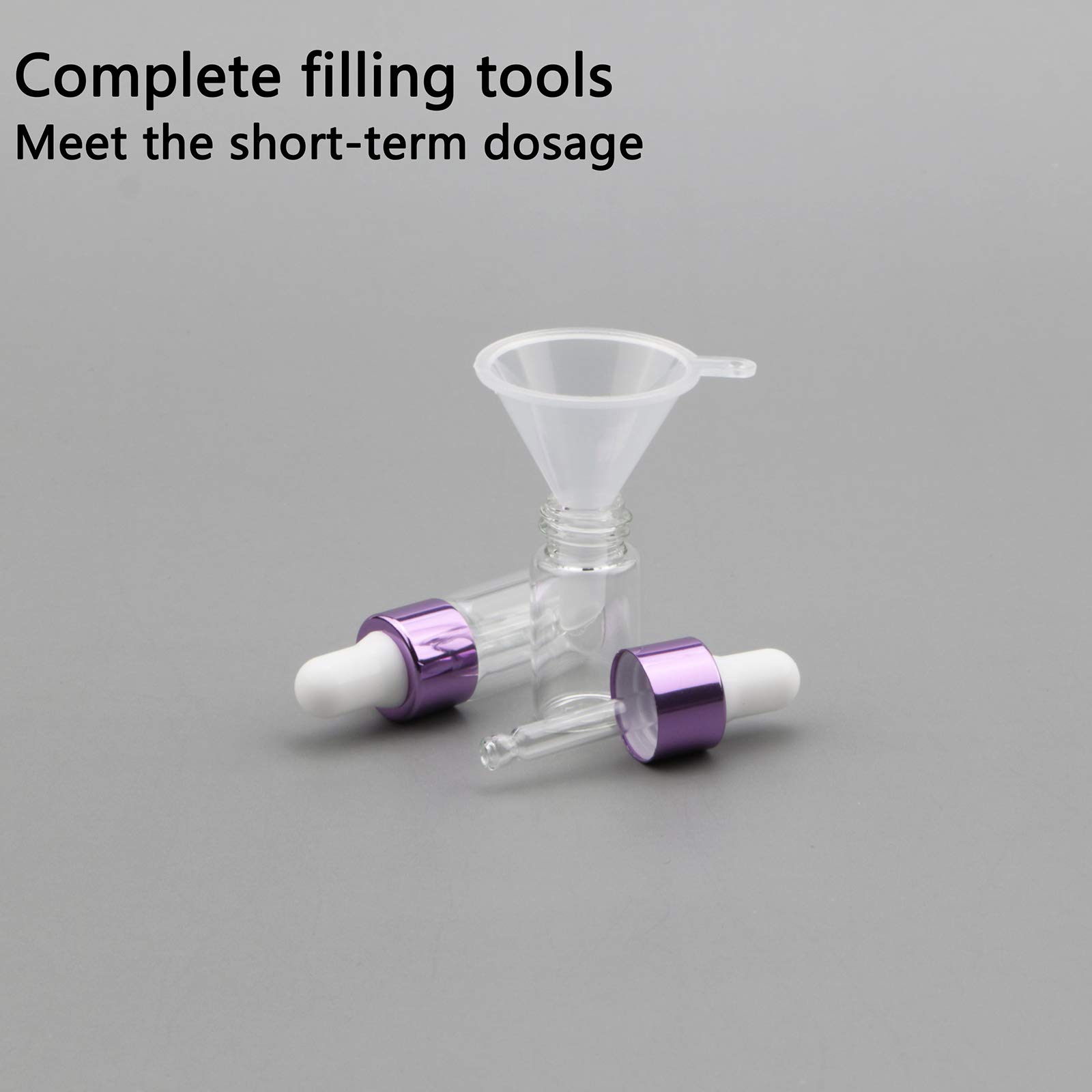 Kesell 15 Pcs Sample Dropper Bottles, 3ml Clear Mini Dropper Bottles with 3 Pcs Plastic funnels for Traveling Essential Oils DIY Cosmetic Liquid Sample Perfume