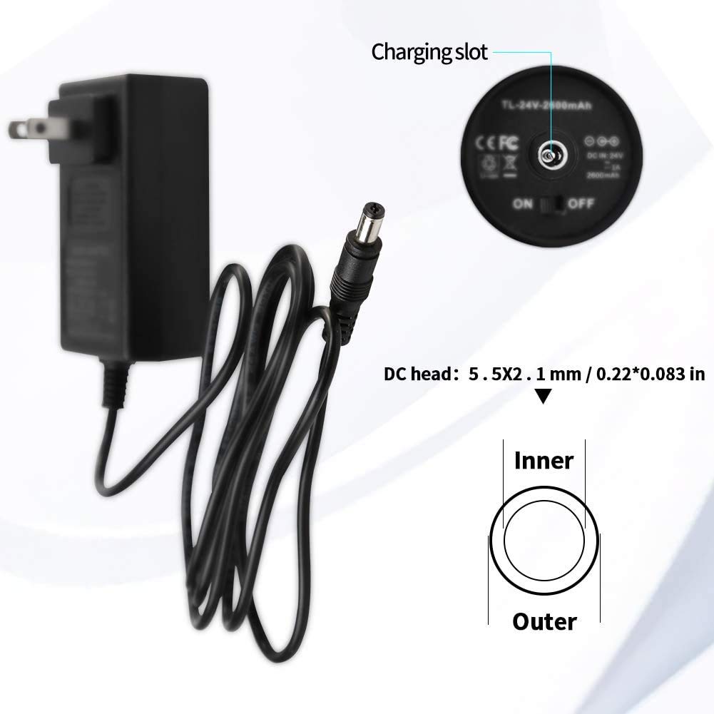 Massage Gun Charger with 8pcs DC Header, 24V/1A Massage Gun Charger Output: DC 24V or 25.2V-0.6A Massage Gun Power Cord Muscle Blaster