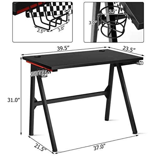 CZDYUF Computer Desk Home Office Computer Desk with Cup Holder and Headphone Hook Office Desk