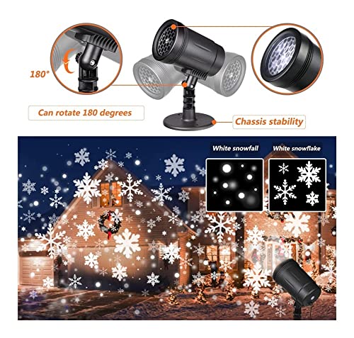 Lovedfgh Christmas Snowflake Lights Christmas Snowflake Projector Lights Outdoor, Waterproof LED Snowfall Spotlight Projector for Halloween Xmas Party Holiday Home Garden Landscape Decor 11.7