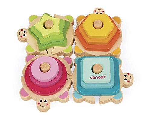 Janod I Wood Stackable Turtles - 12 Pieces - Ages 18 Months + - J05337