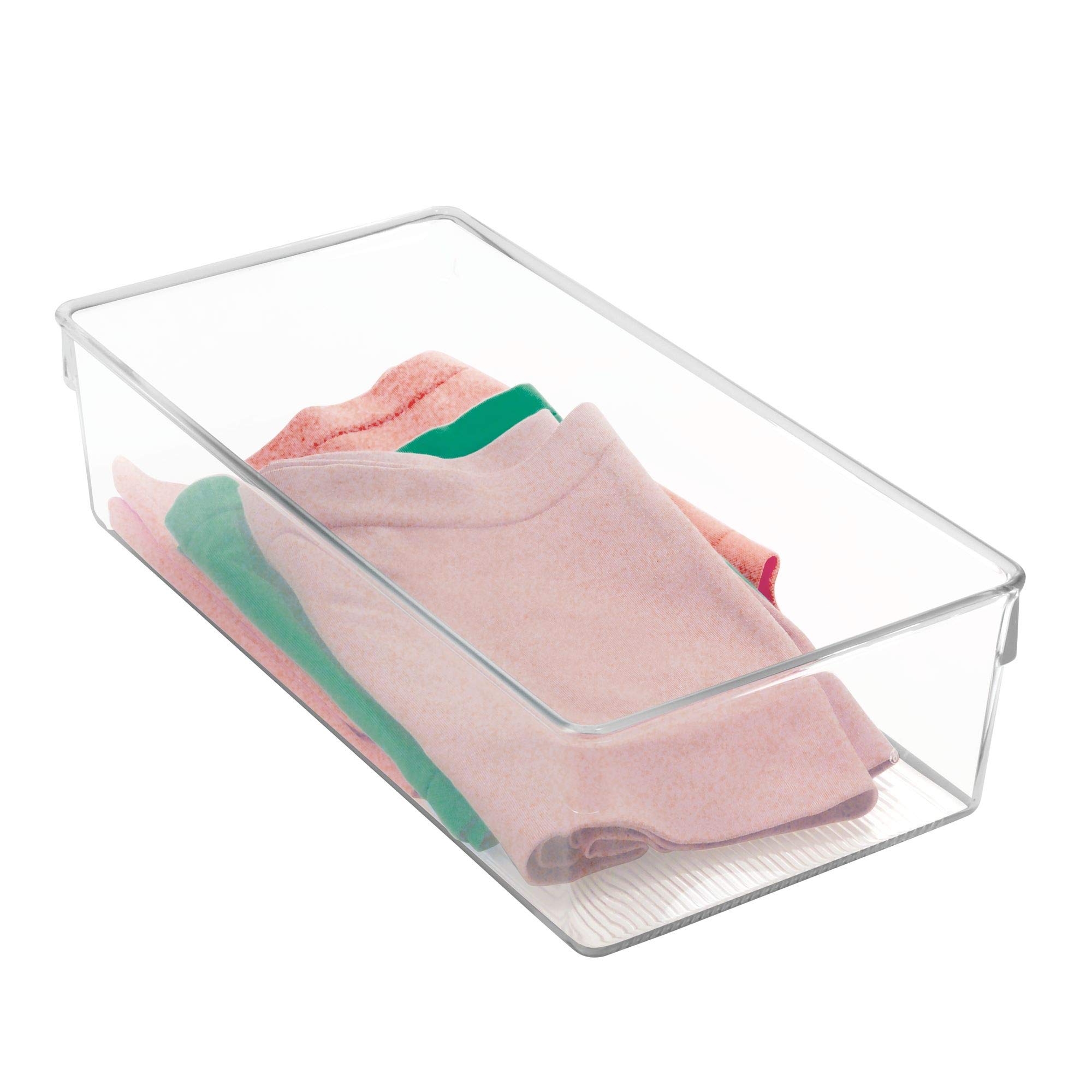 iDesign Linus Plastic Dresser and Vanity Organizer, Storage Bin for Bathroom, Bedroom, Office, Craft Room, Fridge, Freezer, Pantry, 12" x 6" x 3", Clear