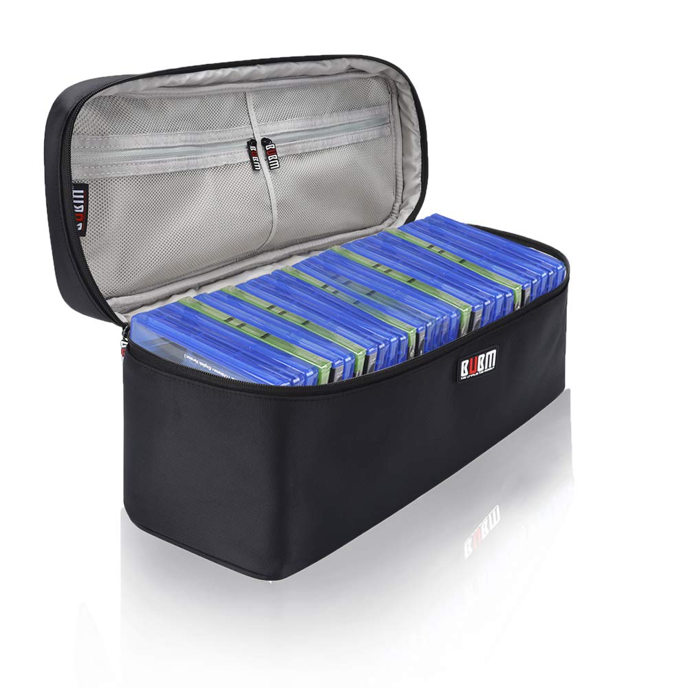 BUBM Portable Carrying Case Compatible with PS4/ PS4 PRO, Fit Xbox One Game Disc Storage Bag Travel Case(Hold Up to 30 Discs)-Black