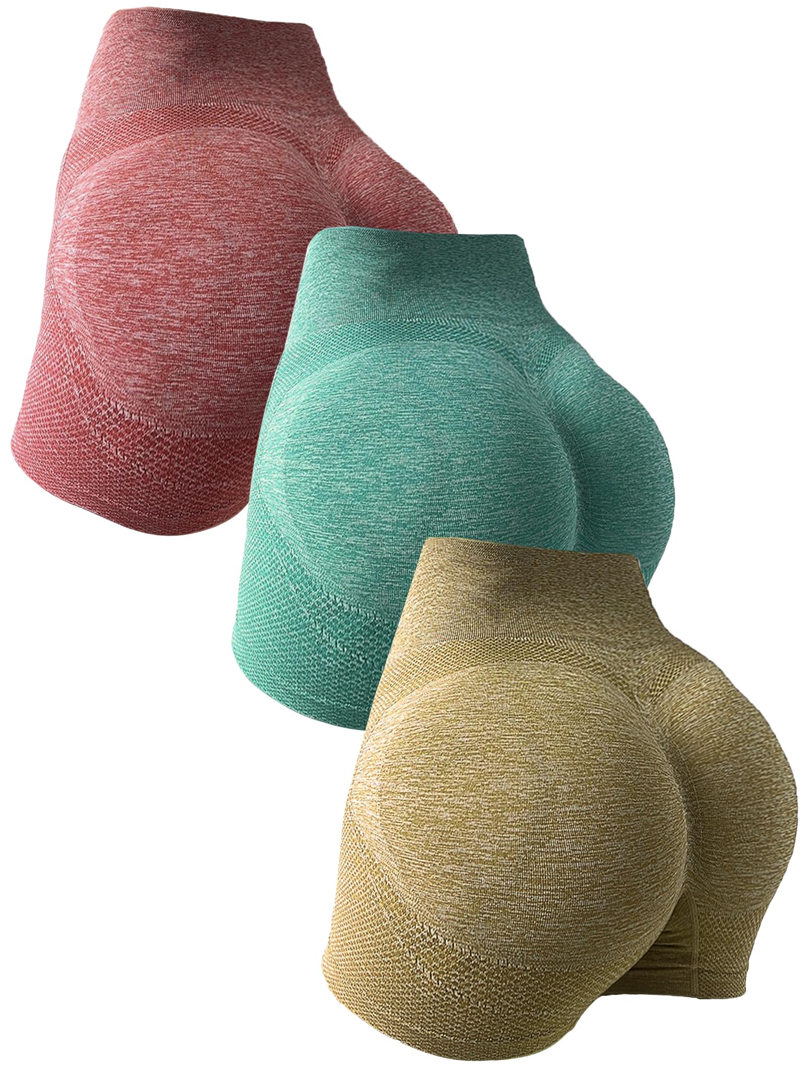 BemorRun Butt Lifting Shorts Seamless Workout Shorts Women Scrunch Butt Gym Shorts High Waisted Tummy Control Biker Shorts(Yellow Green Pink M)