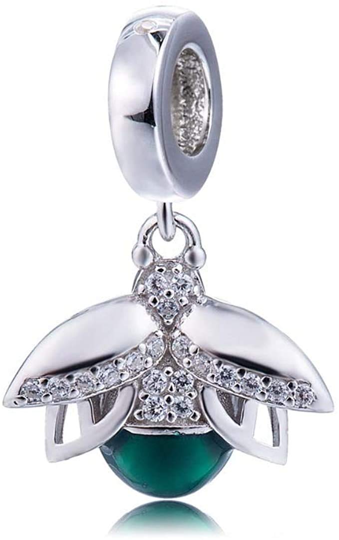 BOLENVI Green Ladybug Beetle Swarovski Crystals 925 Sterling Silver Dangle Pendant X Charm Bead For Pandora & Similar Charm Bracelets or Necklaces