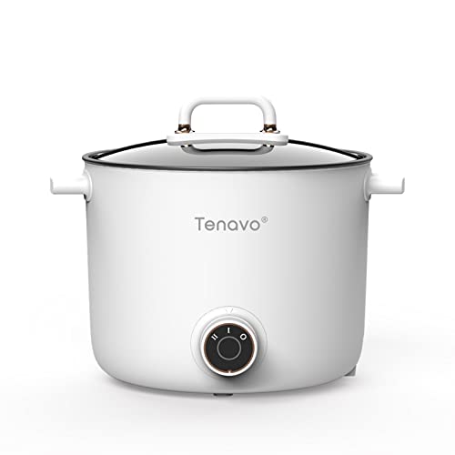 Tenavo Electric Hot Pot with Handle, 1.5L Mini Electric Cooker for Stir Fry, Noodles, Pasta, Nonstick Frying Pan for Sauté, Dual Power Control Ramen Cooker for Dorm and Office