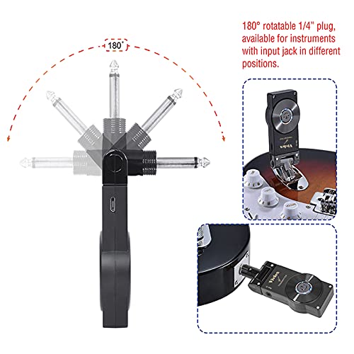 Vivlex Wireless Guitar System Guitar Transmitter Receiver Set 2.4GHz 6 Channels Wireless Audio System for Electric Guitar Bass Violin Keyboard, Built in Rechargeable Battery, 8 Hours Working Time