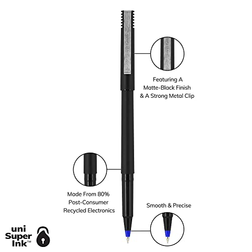 Sanford Uniball Roller Stick Pen, 0.5Mm Micro Point, Blue Ink, Dozen (60153)