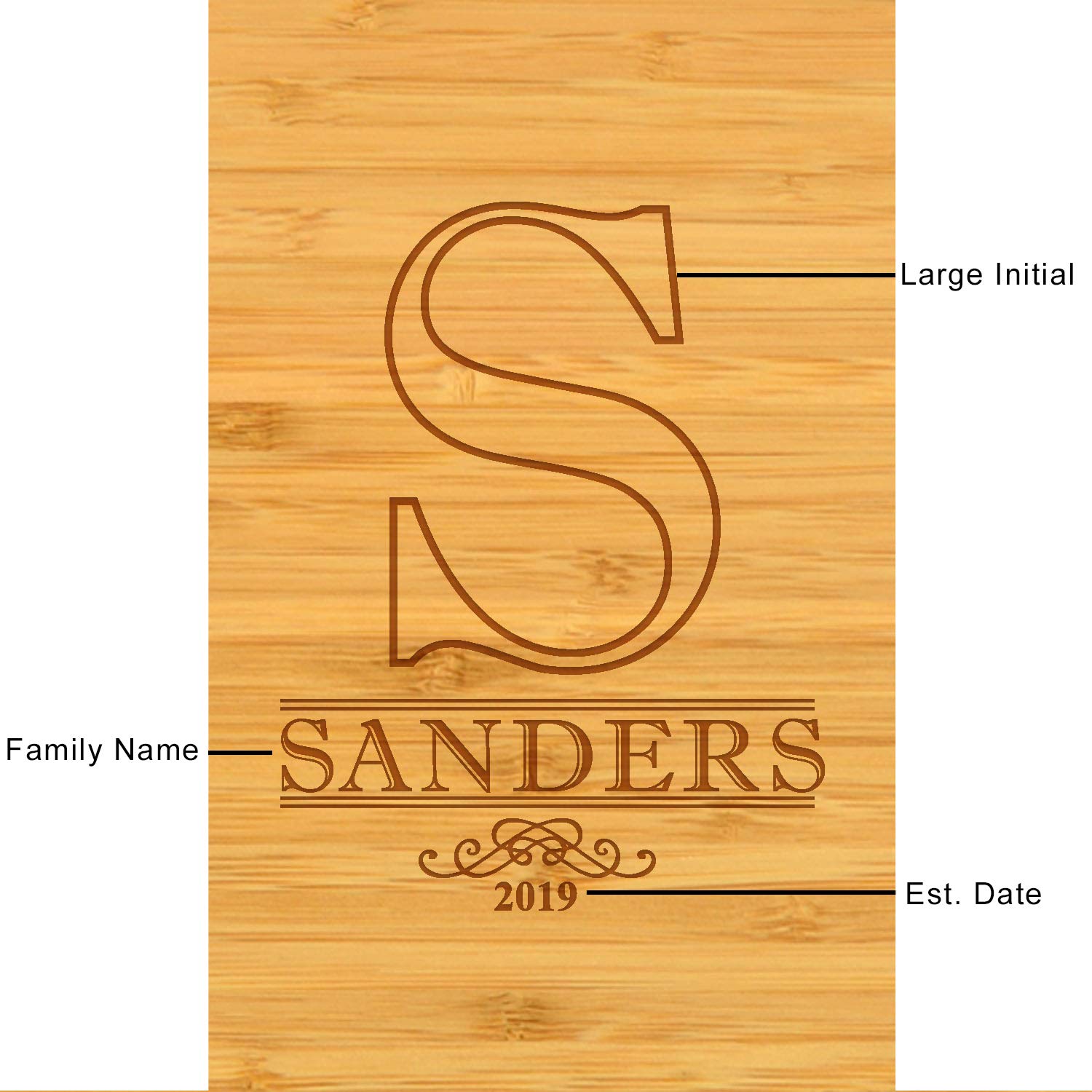 Custom Personalized Engraved Bamboo Cheese/Charcuterie Cutting Board with Ceramic Bowls, Cheese Tools & Cheese Markers-Designed & Quality Checked in USA