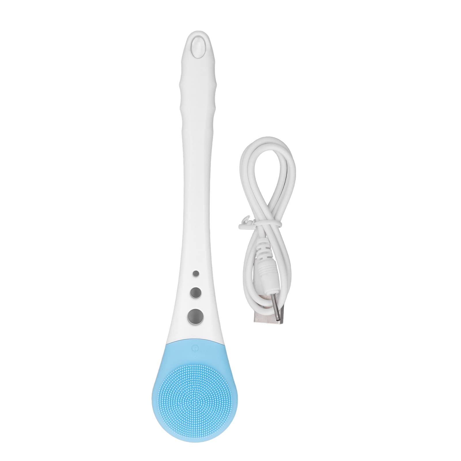 Electric Body Scrubber, 2 Colors, 43 x 9cm, Shower Brush Long Handle Waterproof Cordless Body Bath Exfoliating Soft Silicone (Blue)