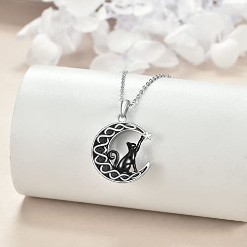 Cat Urn Necklace for Ashes Sterling Silver Black Cat Pendant Keepsake Memorial Cremation Jewelry for Women (abalone)