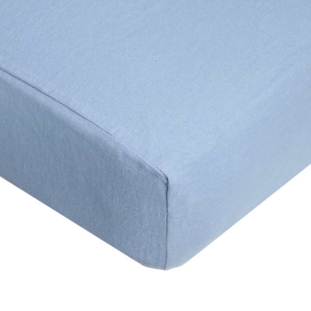 TL Care 100% Cotton Flannel Fitted Crib Sheet, Blue, for Boys and Girls