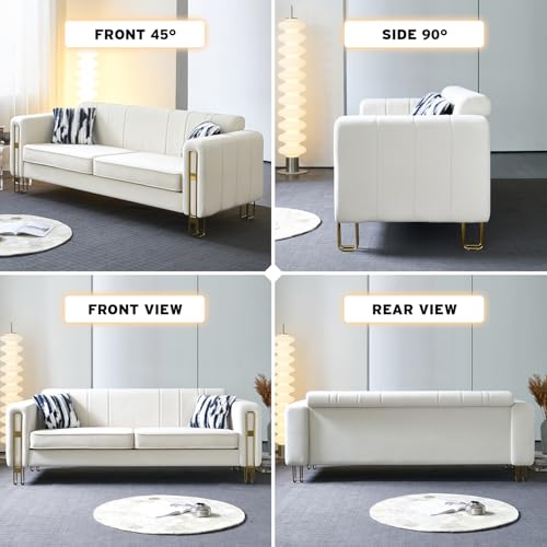EVERGRATE FURNITURE 85” Sofa Couch for Living Room, Modern 3 Seater Comfy Sofa with Extra Deep Seats,Velvet Fabric Couches for Small Space,Apartment