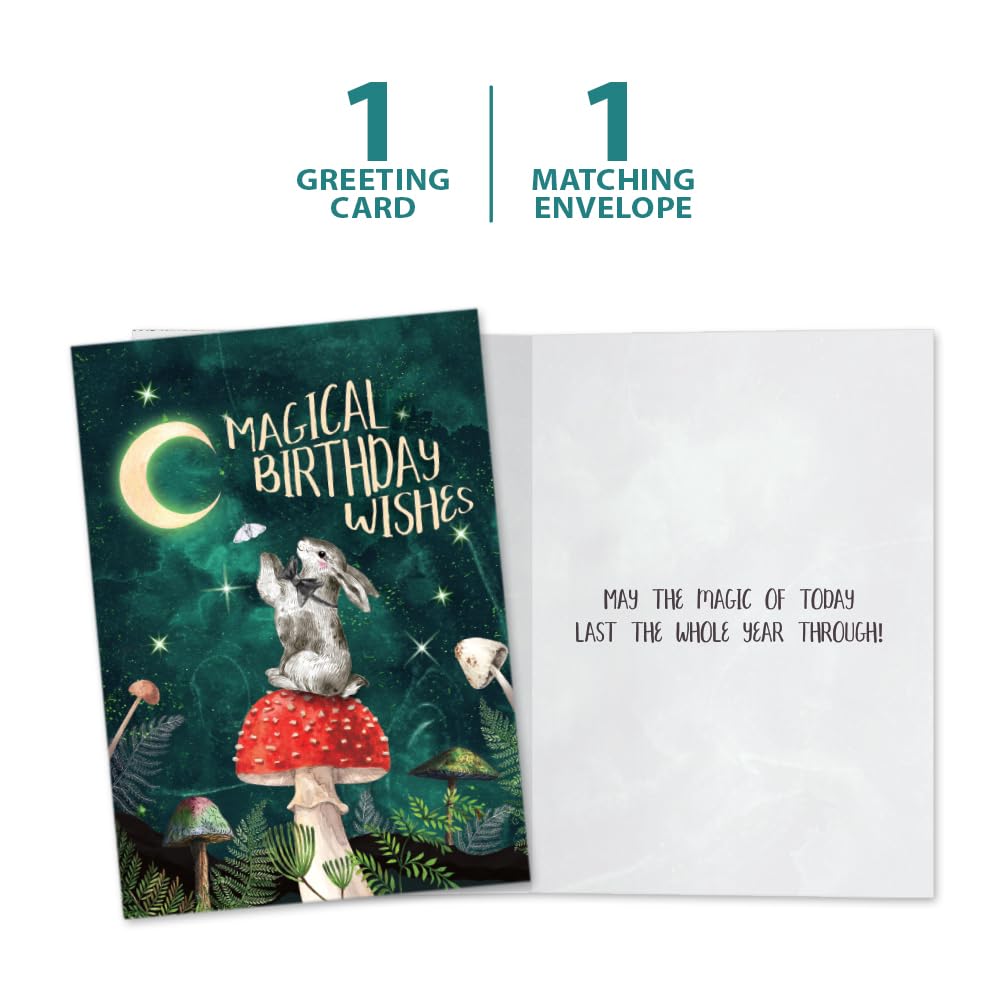 Tree-Free Greetings - Birthday Cards - Artful Designs - 1 Card + Matching Envelopes - Made in USA - 100% Recycled Paper - 5"x7" - Magical Wishes (GO65331)