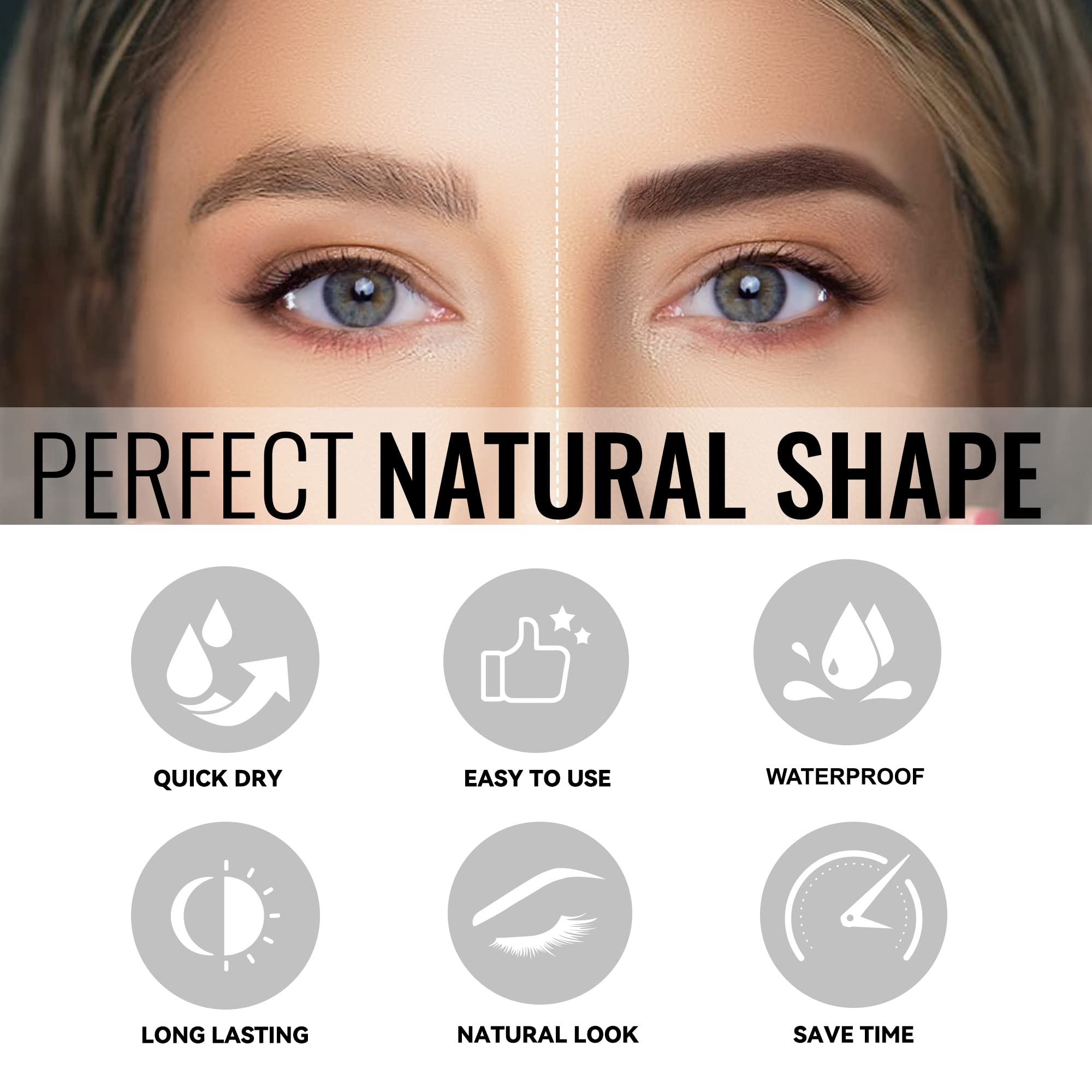 Eyebrow Stamp Kit Brow Stencil for Perfect Brows with 10Pc Eyebrow Stencils, Waterproof Eye Brow Pomade Long Lasting Brow Makeup, Pigmented & Easy to Use, Light Brown