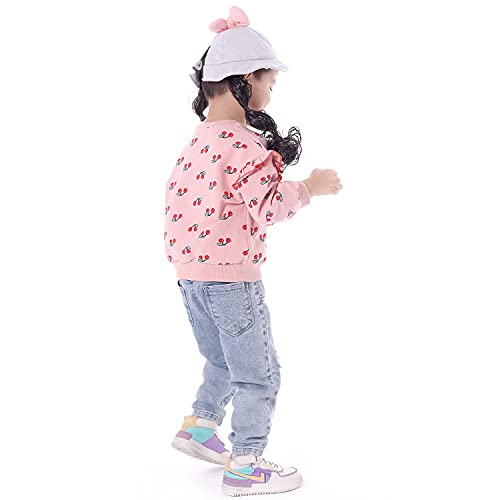 BINIDUCKLING Toddler Crew Neck Sweatshirt Girls 2T Cherry Pink
