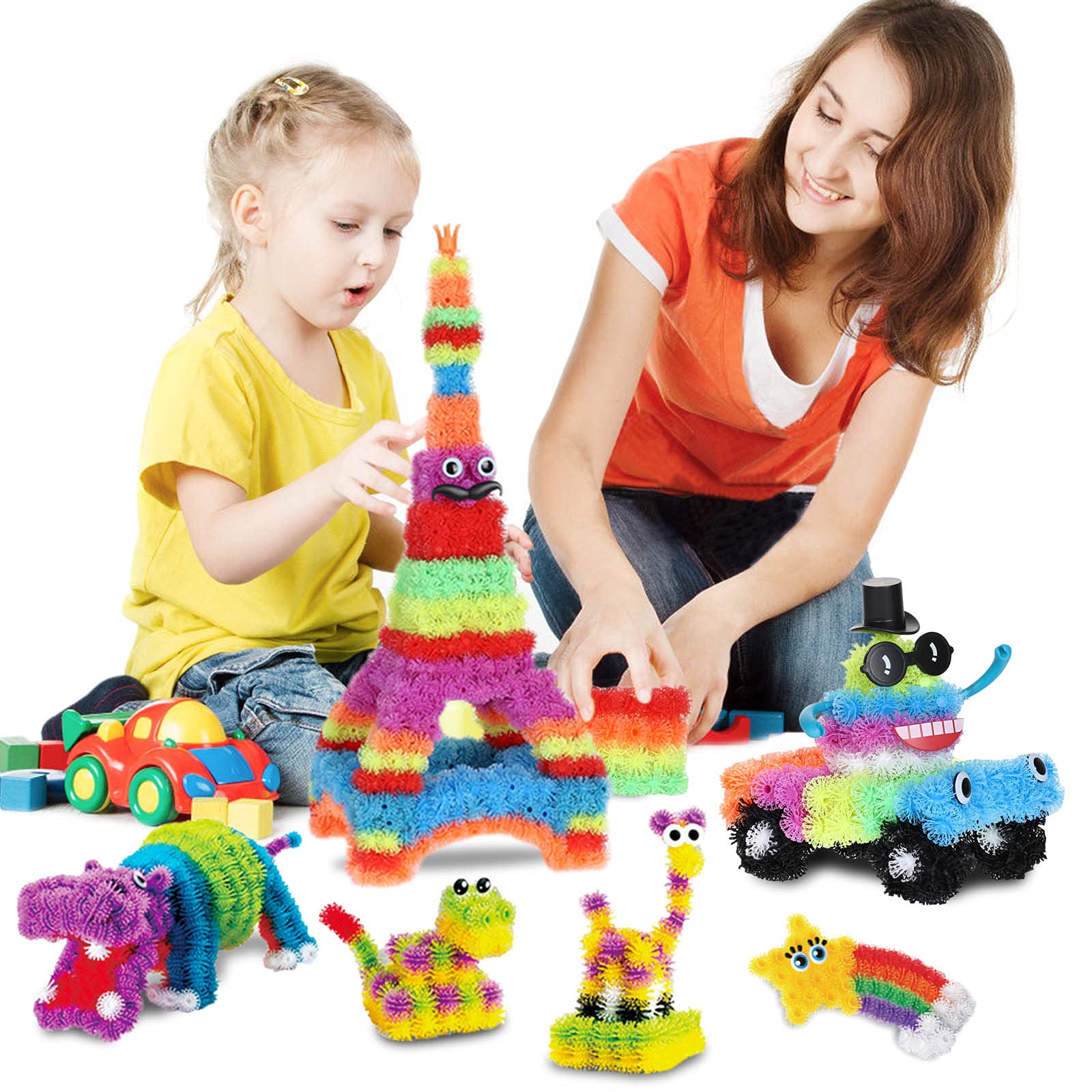 TOMYOU 400pcs Building Toys Kids STEM Toys, Educational Building Blocks with Storage Box, DIY Creative Sticky Building Balls Child Branin Development Preschool Kindergarten Toy