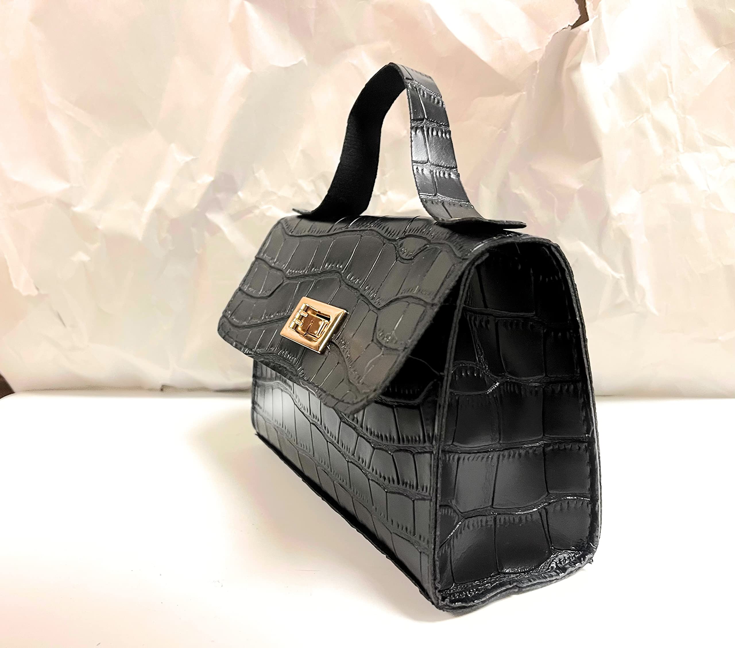 Luxury Handbags with Crossbody in premium PU Leather (Premium black)