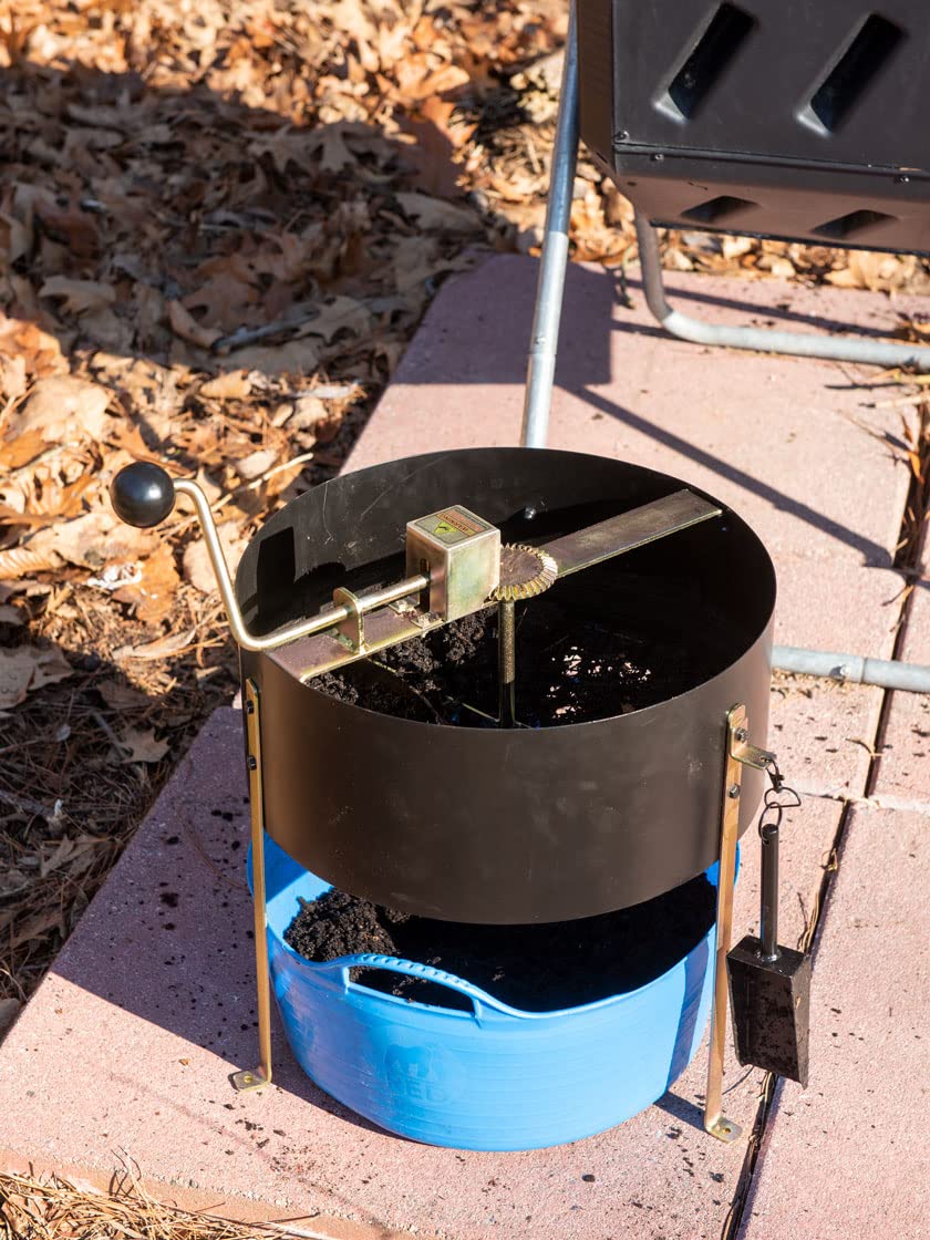 Gardener's Supply Company Rotary Compost Soil Sifter | Easy-Turn Handle Separates Garden-Ready Compost | Made with Powder-Coated Steel - 16" Diameter x 17" Height