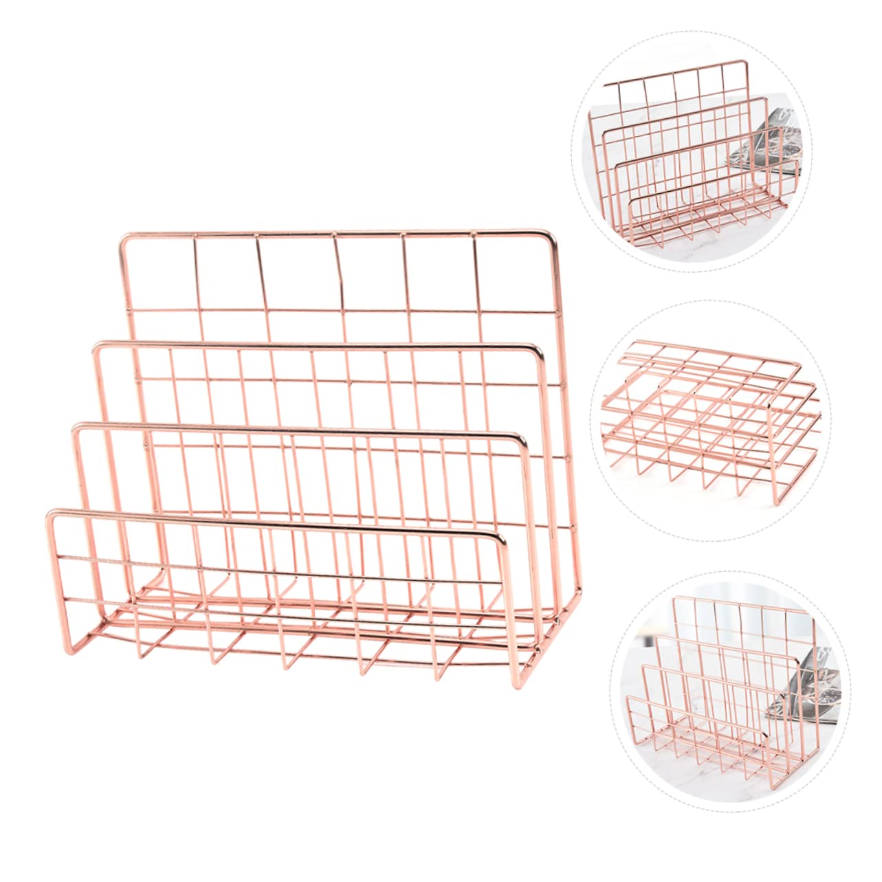 Ciieeo 1pc Letter Rack File Rack Desktop Iron Storage Rack Office File Document Folder File Manager Letter Holder Rack Bookshelf for Office Metal File Organizer Vinyl Records Paper