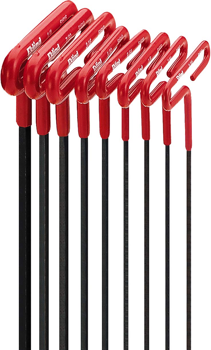 EKLIND 8pc Inch,Cush Grip Hex T-Key Set,9 inch arm