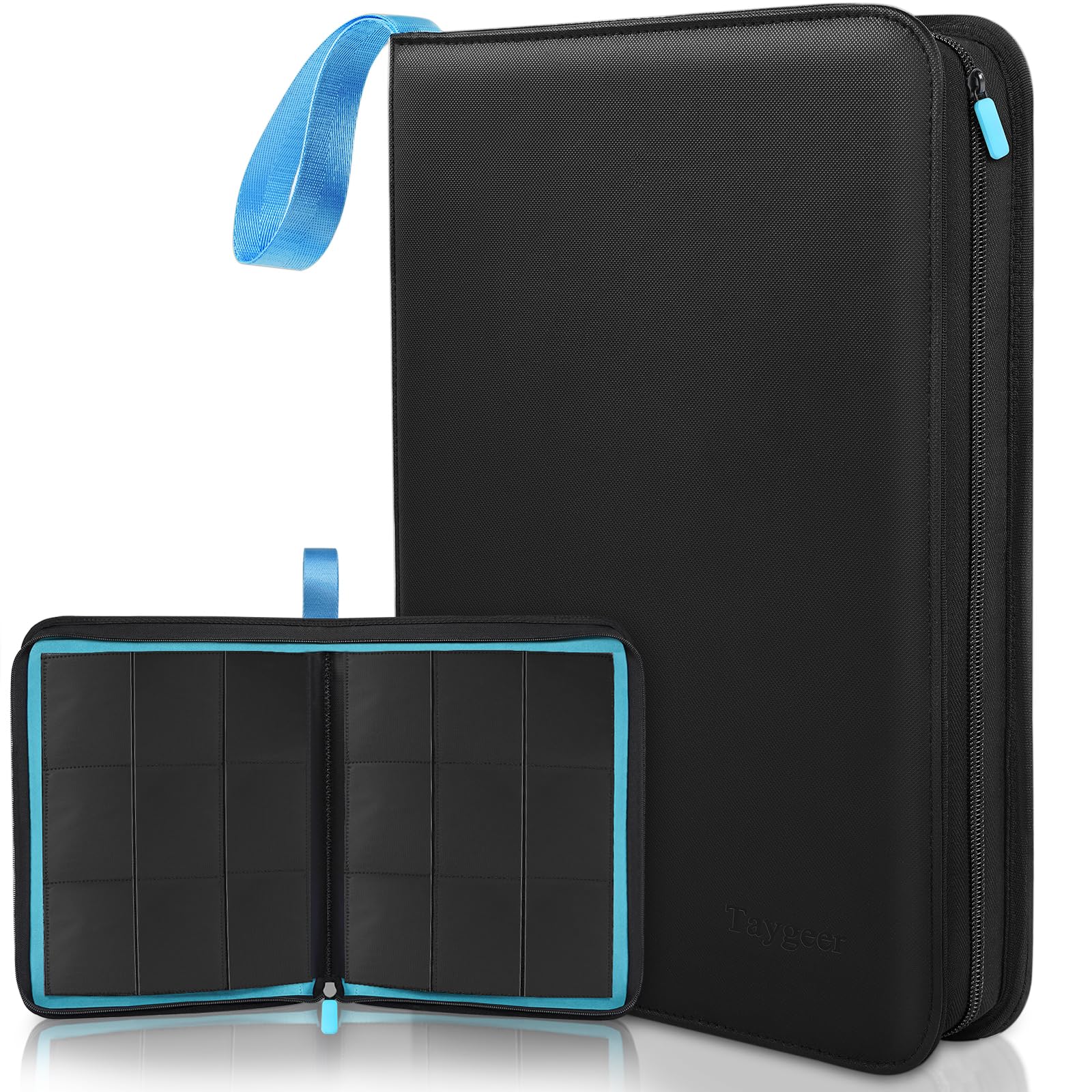 Taygeer Trading Card Binder, Protective Double Sided Pockets, 9 Pocket, Portable Waterproof, Black