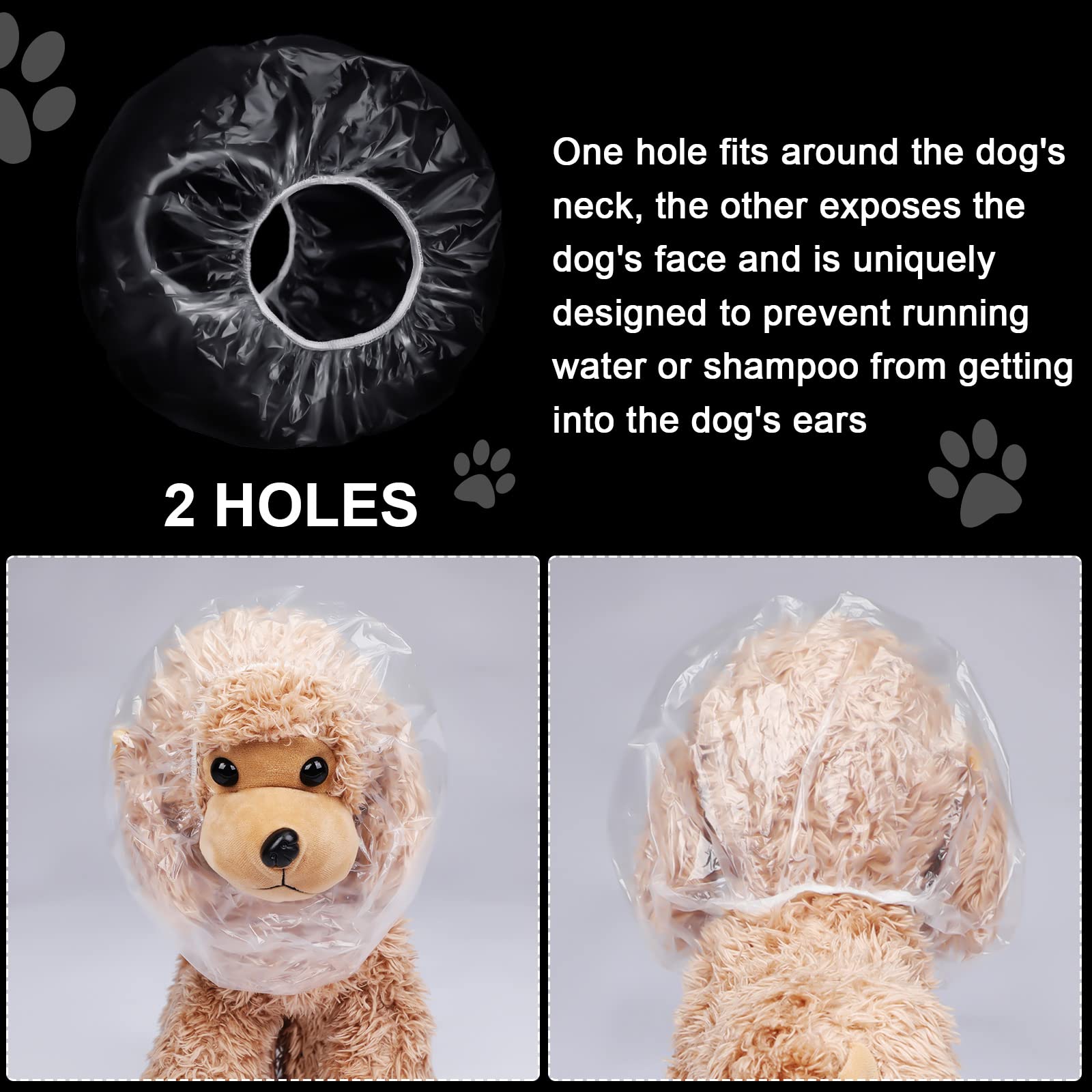 Weewooday 32 Pieces Disposable Pet Shower Caps Plastic Dog Ear Covers for Bathing Dogs Ear Drops Cap Guard Transparent Overhanging Ears Protection for Puppy Kitten Small Pets Bath Shower Rain Water