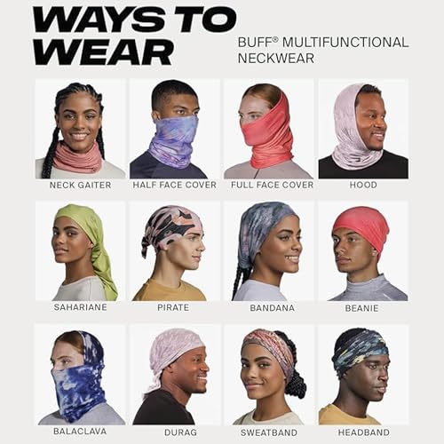 BUFF Adult Midweight Merino Wool Neck Gaiter, Headband & Winter Neck Warmer, Ski Mask & Face Shield, Worn 12+ Ways, Light Grey Mela, One Size