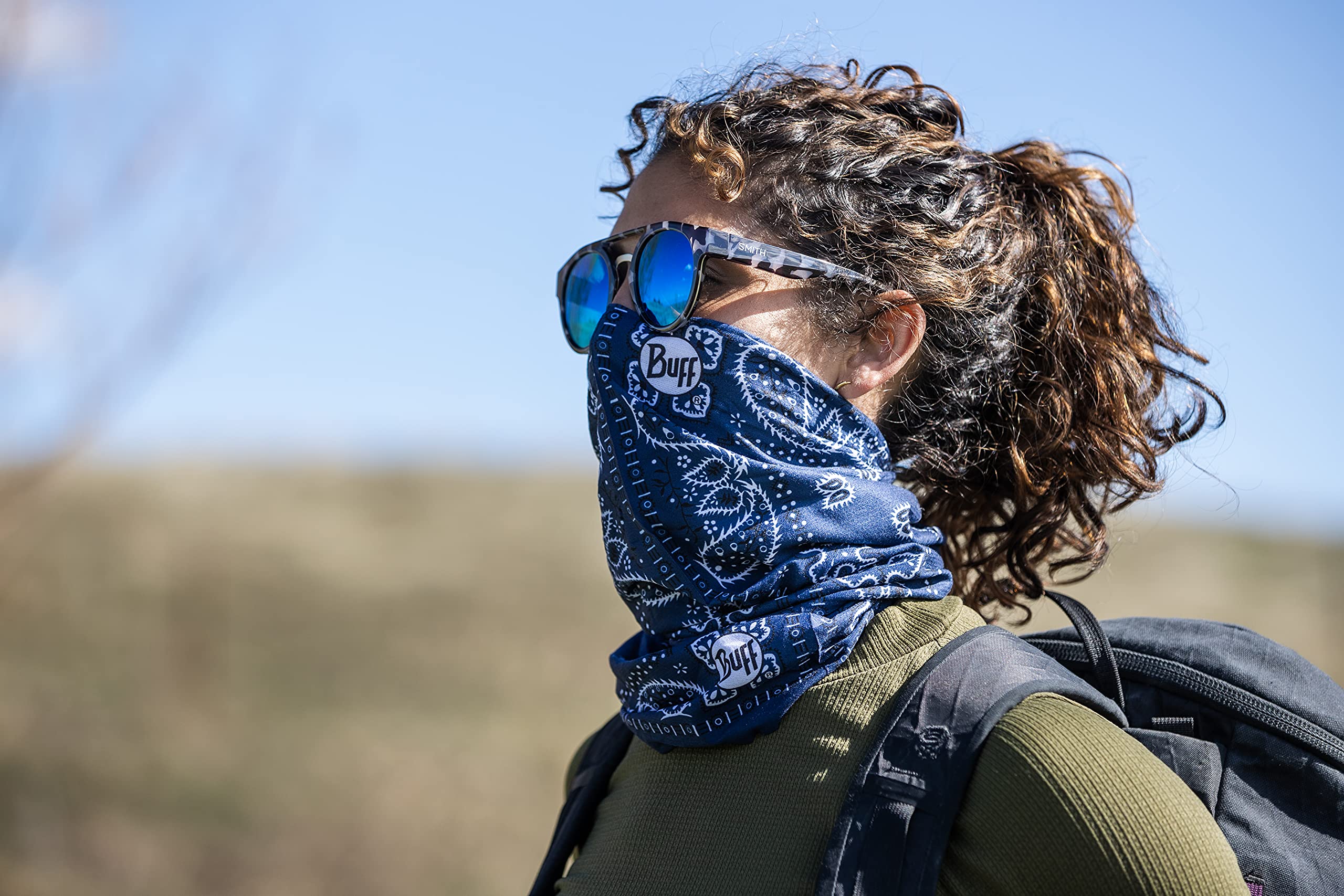 BUFF CoolNet UV XL Neck Gaiter, UPF 50 Sun Protection, Breathable, Cooling Bandana, Versatile, Quick Dry Face Mask, Santana Navy, X-Large