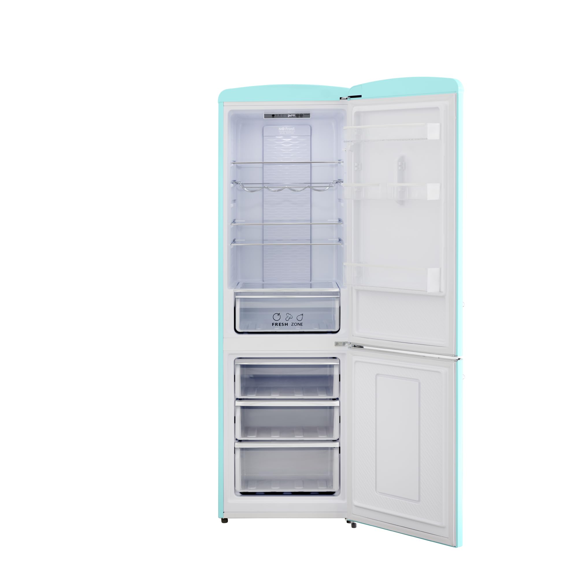 iio RR2 12 cu. ft. Retro Refrigerator Full Size Fridge/Bottom Freezer, Frost Free, LED Light, Multiflow 360°, Small Mini Ice Cube Tray, 1 Fruit slot, Dorm Office Quiet Compressor (Rose Pink)
