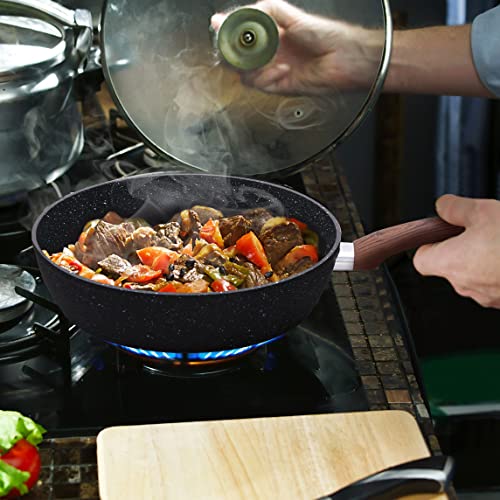 MAISON ARTS 12 Piece Pots and Pans Set Kitchen Cookware Sets Nonstick Granite Cooking Set for Induction & Dishwasher Safe, Oven, Stovetop, Black