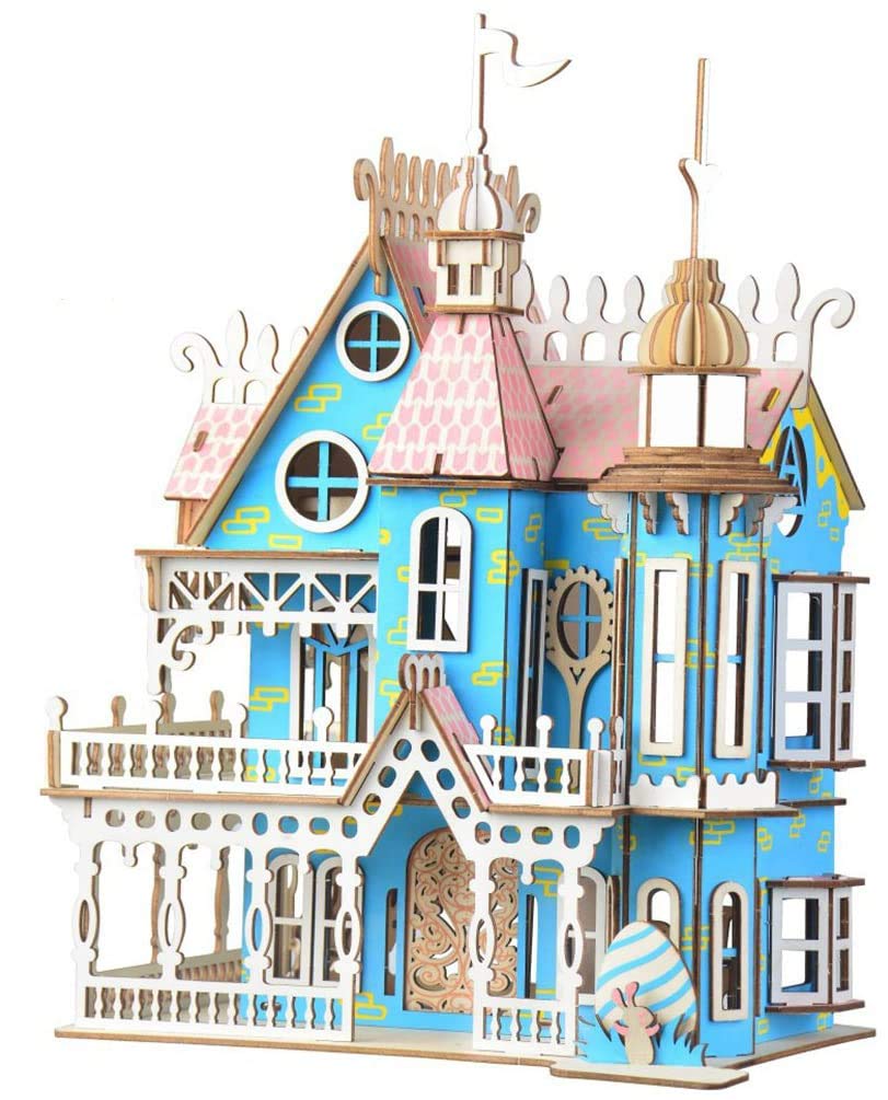 NWFashion Wooden Dream Dollhouse DIY Kits 3D Puzeele for Christmas Party Halloween House (Color Dream House)