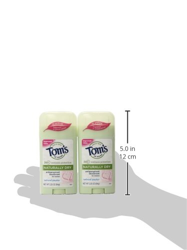 Tom's of Maine Women's Antiperspirant Stick Deodorant, Natural Powder, 2 Count