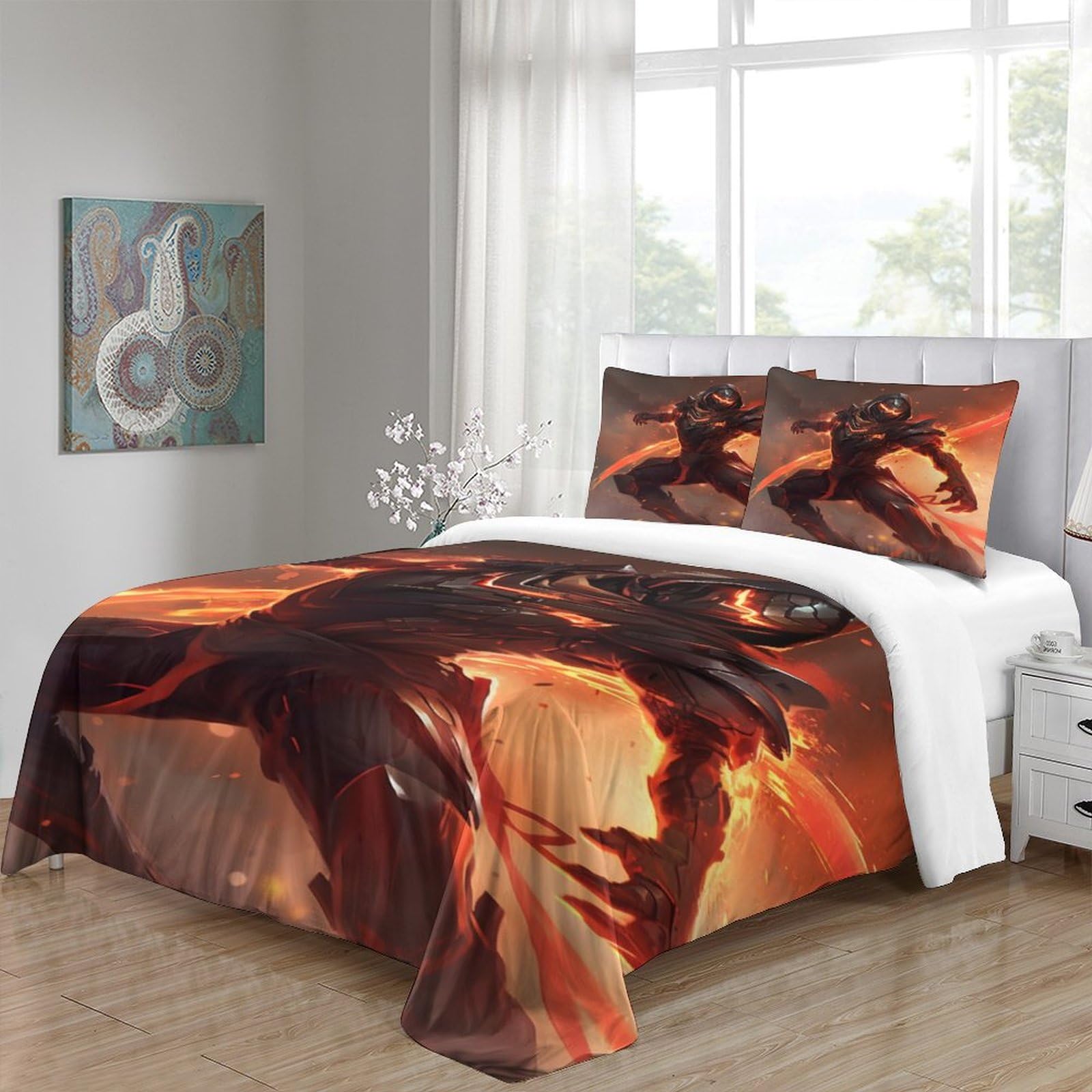 EVMILA Flame Ninjas Comforter Covers Quilt Cover 3D Print Dazzle Duvet Cover for Boys Girls with Pillow Cases with Zipper Closure Soft Microfiber Bedding Set 3 Pieces Twin(173x218cm)