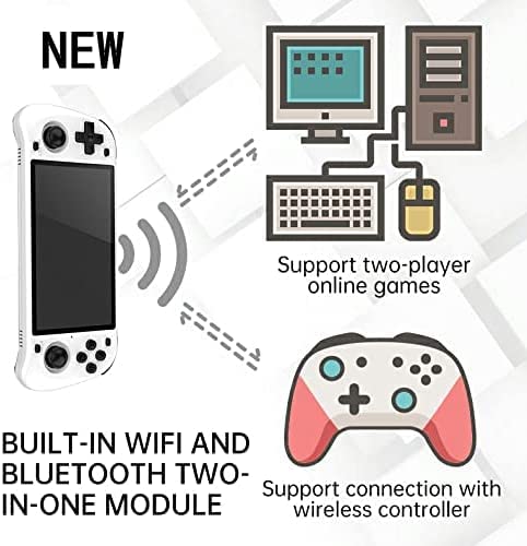 Cawevon Powkiddy RGB10 MAX 2 Handheld Games Console ,Video Game Console Open Source Handheld PSP Retro Game Console 80 Arcade, 5 inches (17000 Games 128G White)