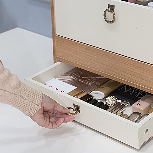 Makeup Organizer Wooden Cosmetic Storage Cases Display Rack with Drawer Makeup Organizer Case for Brushes Lipsticks Skincare Toner Cosmetic Storage Box