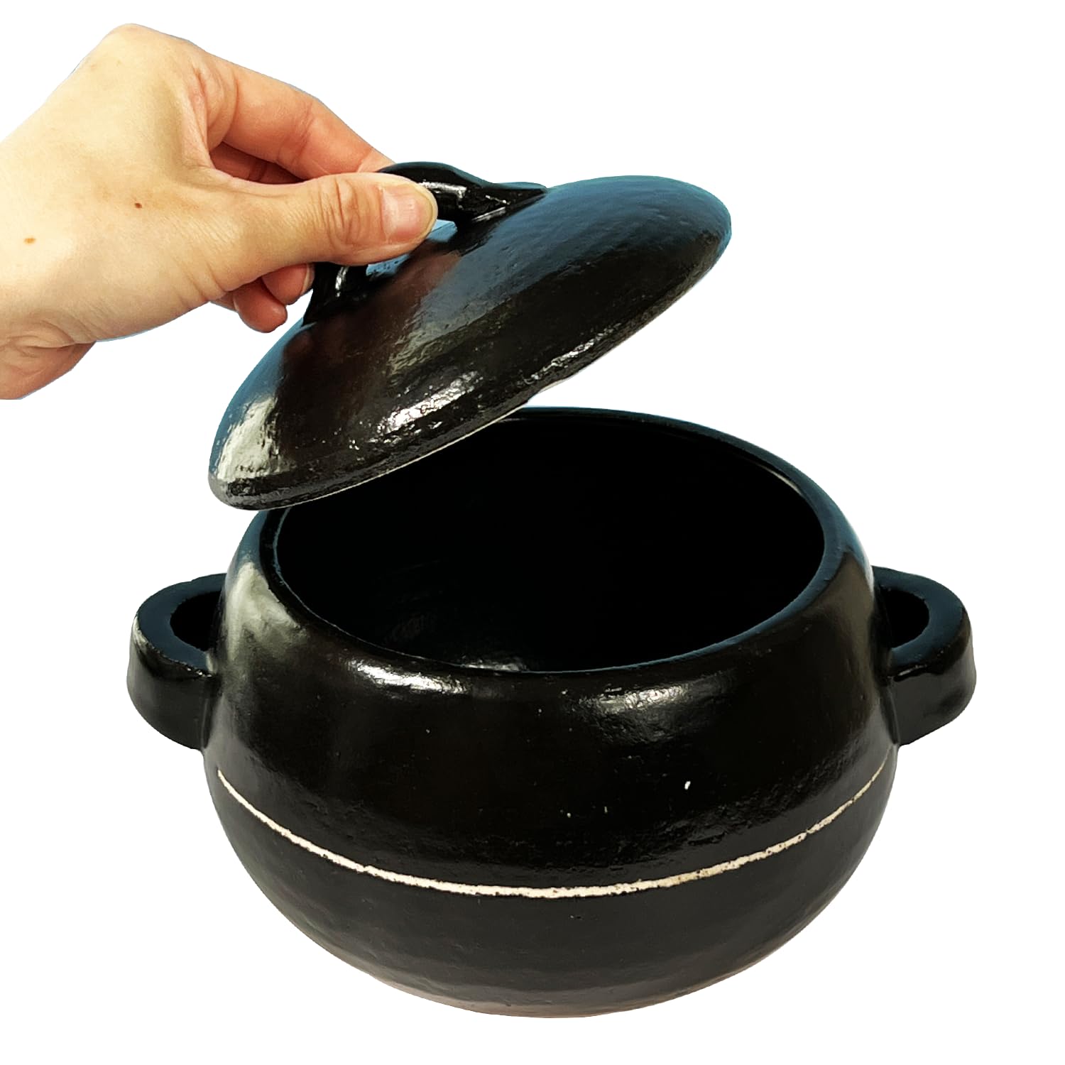 Donabe Rice Cooker-Banko Ware Cray Pot- For 2-3 Cups, Rice cooker and rice scoop pot stand with English Manual Value Set, Microwave and Oven Safe Earthenware Made in Japan.
