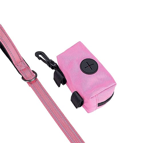 EXCELLENT ELITE SPANKER Strong Durable Nylon Dog Training Leash Traction Rope 5 Feet Long 3/4" Wide with Poop Bag Holder for Small Dogs(Pink)