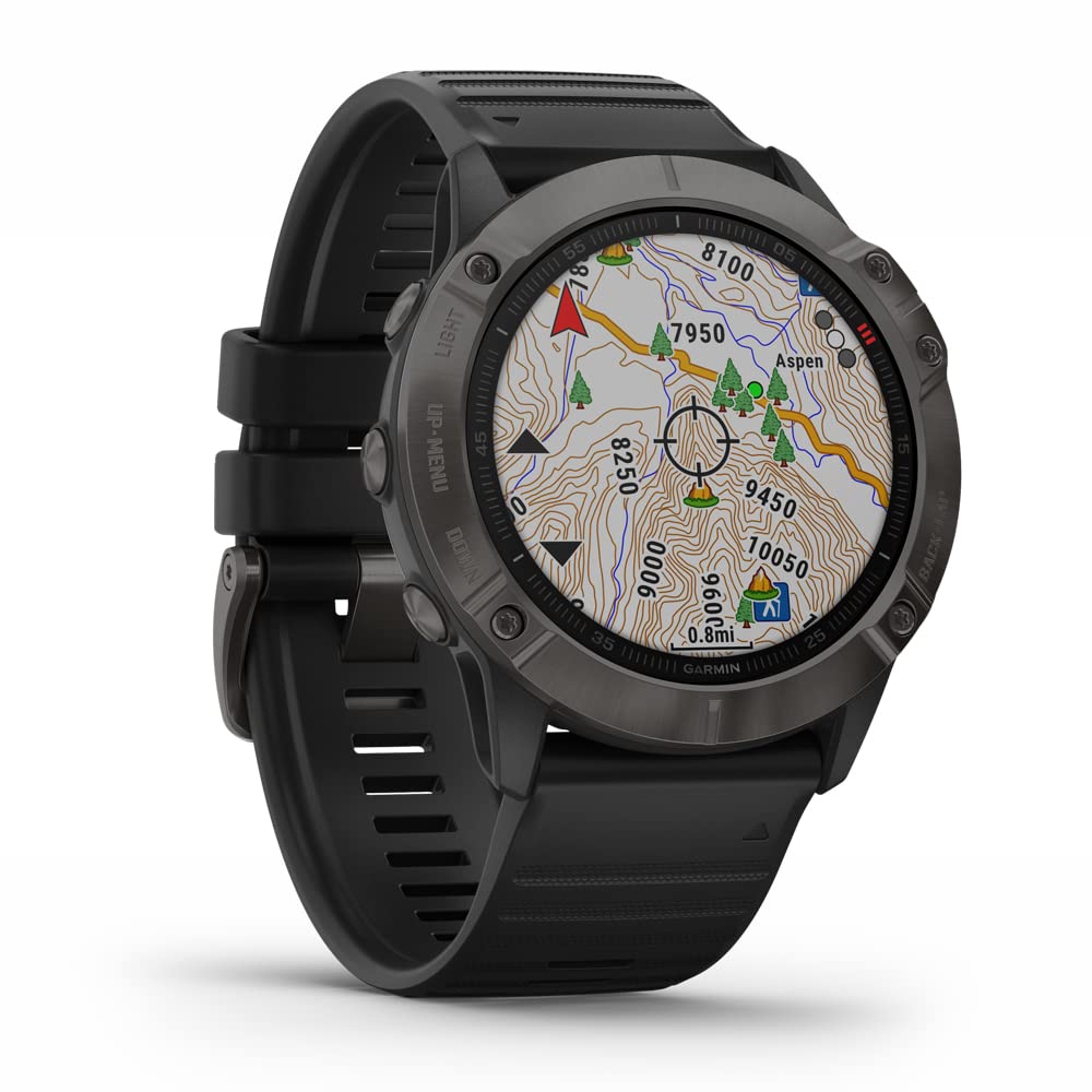Garmin 010-02157-10 Fenix 6X Sapphire Multisport GPS Smartwatch Carbon Gray DLC Bundle with Premium 2 YR CPS Enhanced Protection Pack
