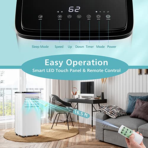 PETSITE 10000 BTU Portable Air Conditioner, 3 in 1 AC Cooling Unit with Remote Control, Dehumidifier, Window Kit Included, Stand up AC for Home, Apartment, Cools Rooms up to 350 Sq.Ft