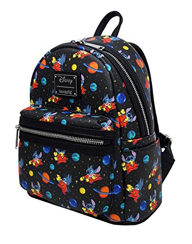 Loungefly x Disney Stitch in Space Allover-Print Mini Backpack (One Size, Black Multi)