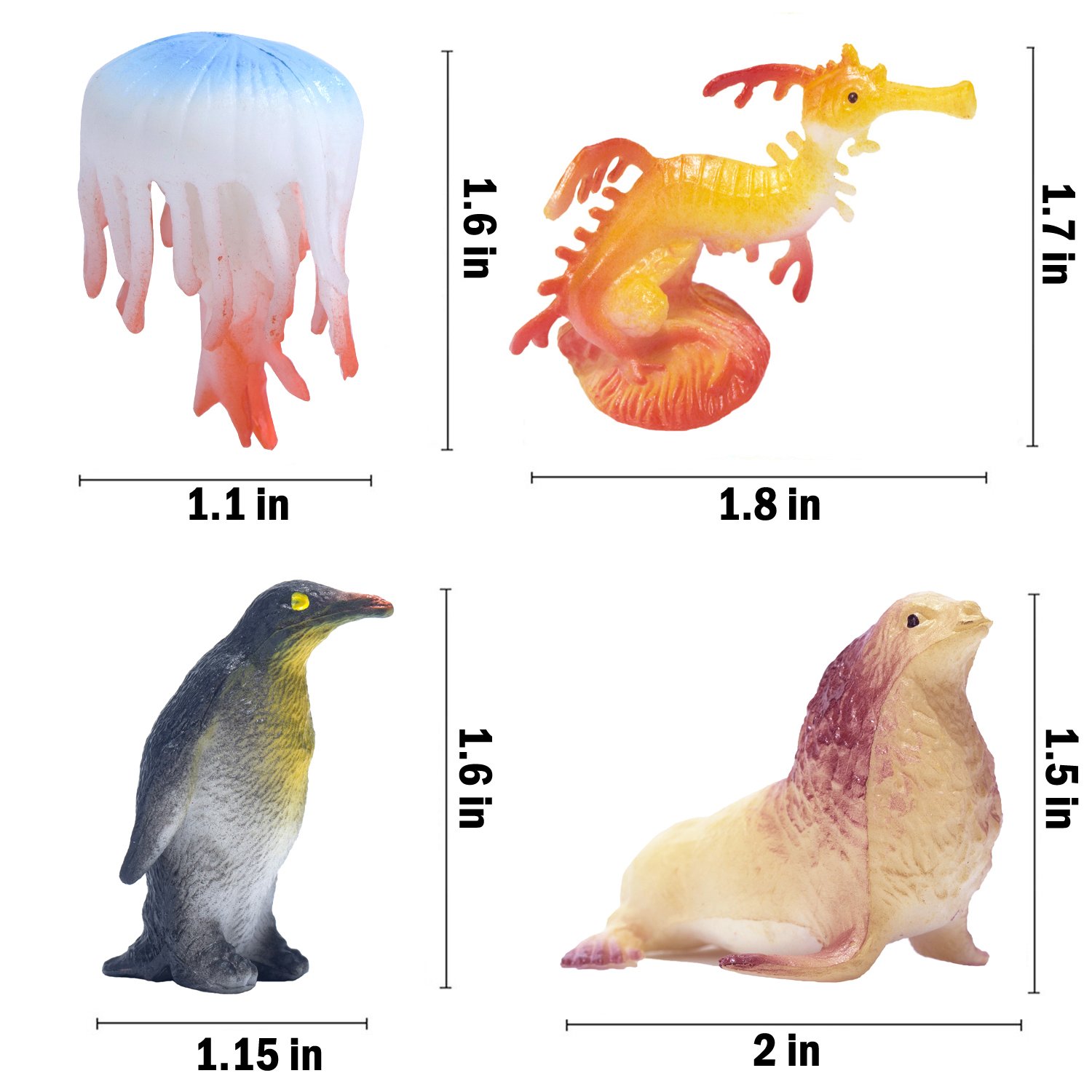 Ocean Sea Animals Figures, 60 Pack Mini Plastic Deep Underwater Life Creatures Set, STEM Educational Shower Bath Toys Gift for Baby Toddler Cupcake Toppers Party Supplies with Turtle Octopus Shark