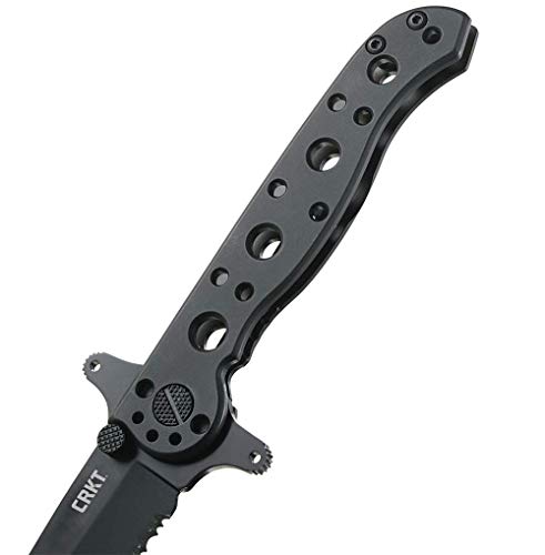 CRKT M16-10KSF EDC Folding Pocket Knife: Special Forces Everyday Carry, Black Serrated Edge Blade, Tanto, Frame Lock, Dual Hilt, Stainless Steel Handle, Reversible Pocket Clip