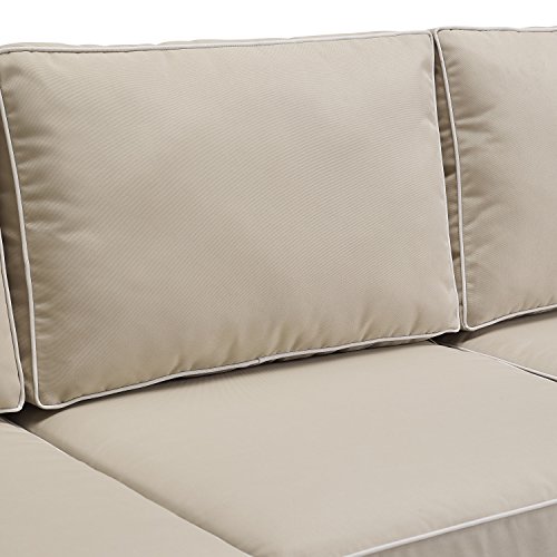 Crosley Furniture Bradenton Outdoor Wicker Patio Sofa with Cushions - Sand