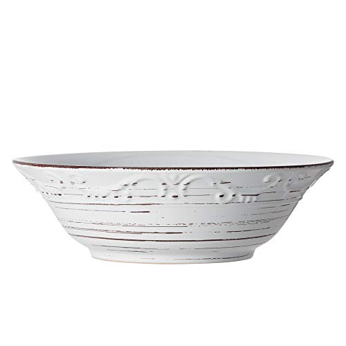 Pfaltzgraff Trellis White 16-Piece Dinnerware Set, Service for 4, Distressed White & Pfaltzgraff Trellis Serving Platter, 13.75 inch, White & Pfaltzgraff Trellis, Serve Bowl, 9", White