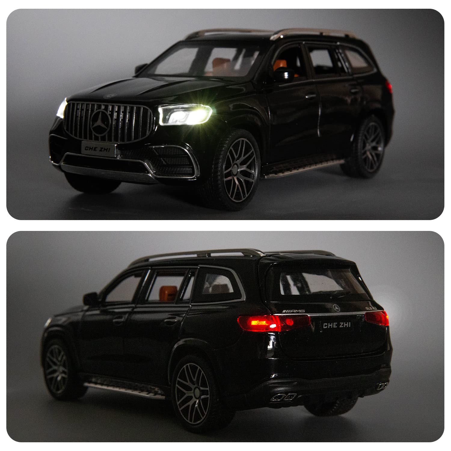 WAKAKAC Benz GLS63 AMG Model Car 1/24 Alloy Diecast Collectible Pull Back Toy Car with Light and Sound Door Can Be Opened for Kids Boys Gift (Green)