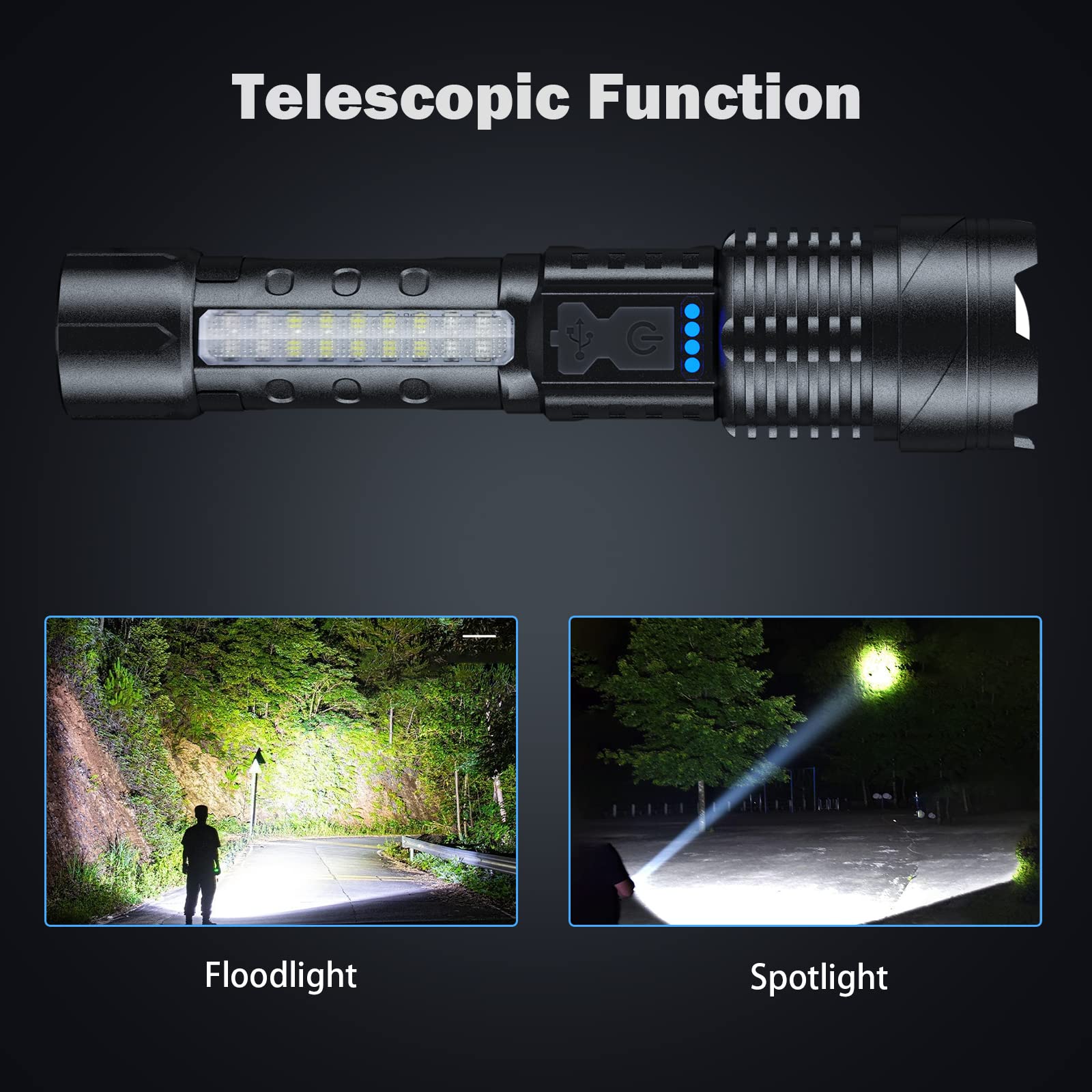 Cinlinso Flashlight High Lumens Rechargeable 2 Pack, 980000 Lumen Super Bright Led Flashlights with 7 Light Modes, IPX6 Waterproof, Powerful Handheld Flash Light for Camping Home Emergencies
