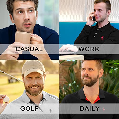 CEHT Mens Polo Shirts Long Sleeve Cotton Golf Shirts for Men Slim Fit Casual Tops Navy