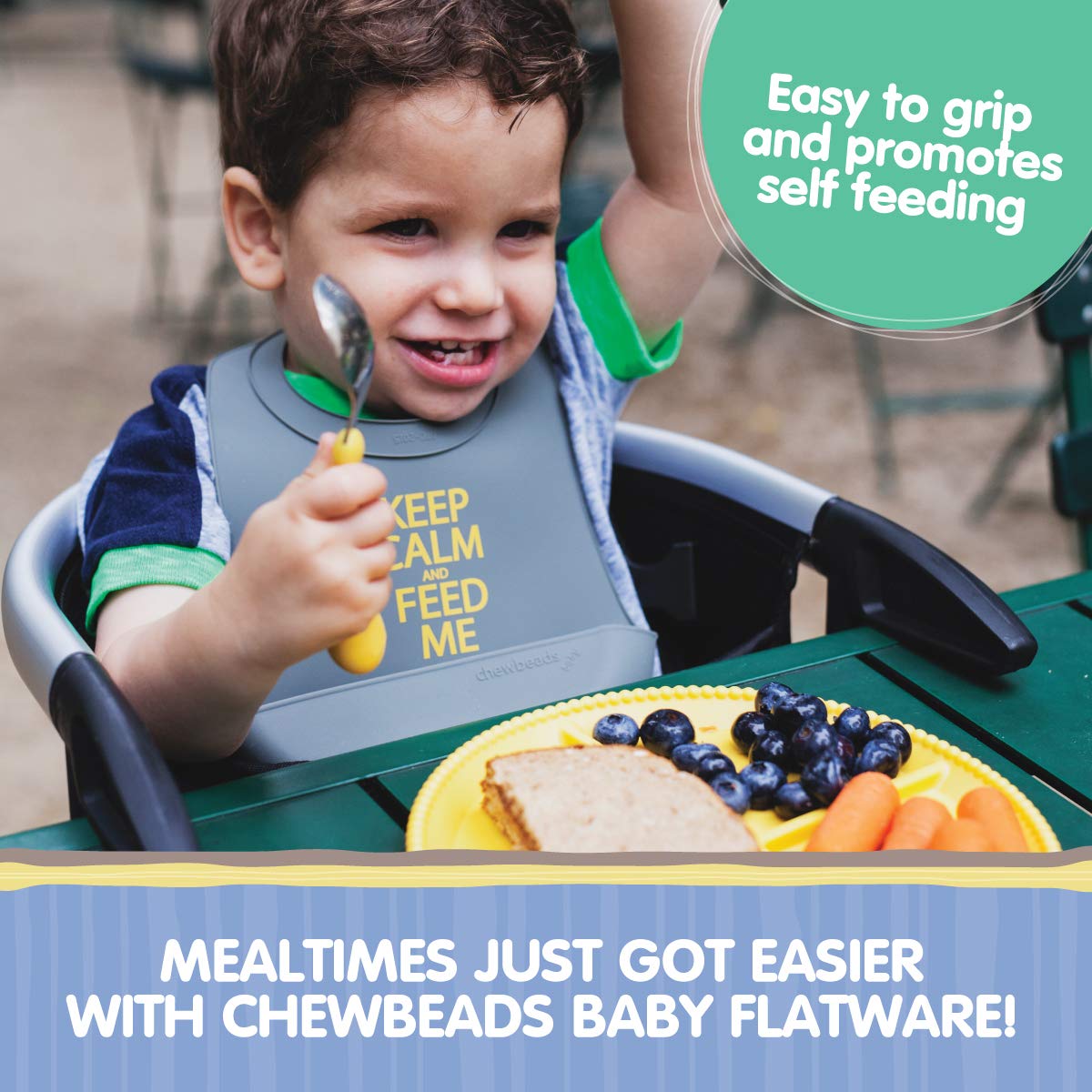 Chewbeads - Toddler Utensils Set - 4 Piece Baby, Kid or Toddler Silverware Set - Toddler Spoons and Forks Flatware - 100% Safe, BPA Free & Phthalate Free (Pink/Purple)